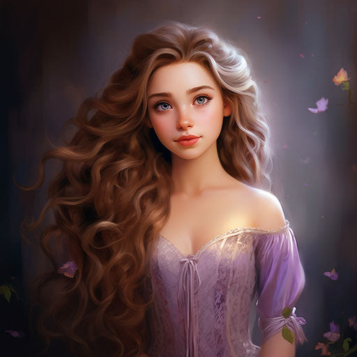 The Disney princess I love is Leona, in light violet and brown style ...