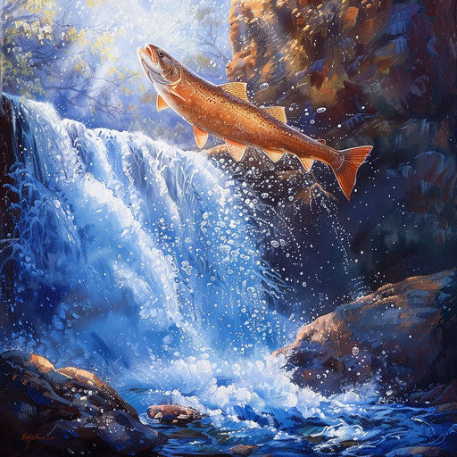 A fish leaping over a waterfall – IMAGELLA