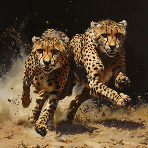 Thrilling race of two cheetahs competing or cooperating – IMAGELLA