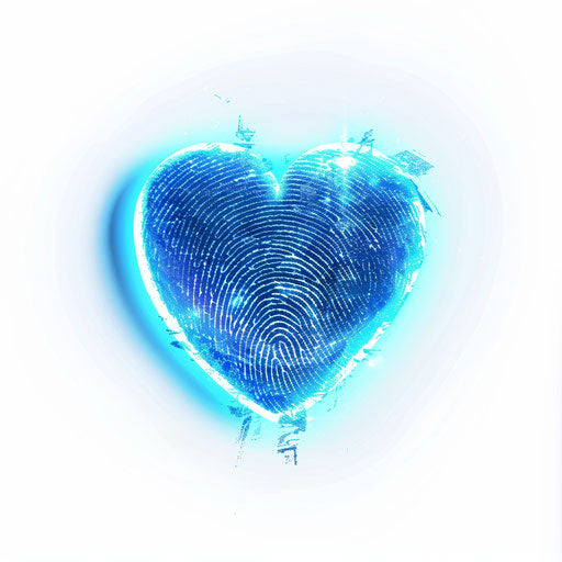 Neon blue fingerprint heart – IMAGELLA