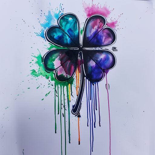 Sketch of a black clover tattoo inspired graffiti in bright colors ...