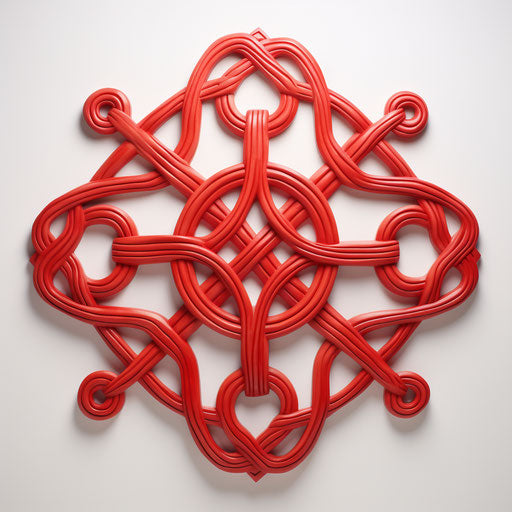 Red celtic cross, korean symbol, interlocking structures style – IMAGELLA