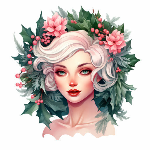 Illustration of holly in the style of Pastel Colors Art – IMAGELLA