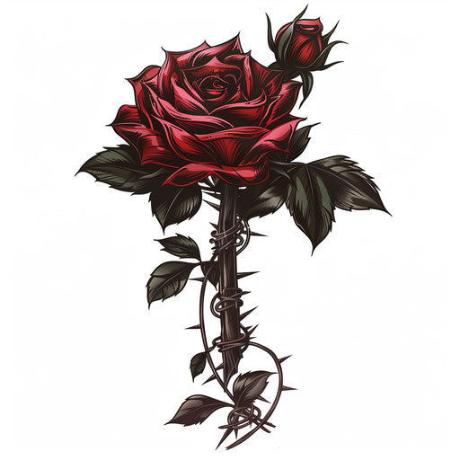 Classic flat tattoo sketch of a Russian mafia rose intertwined with ...