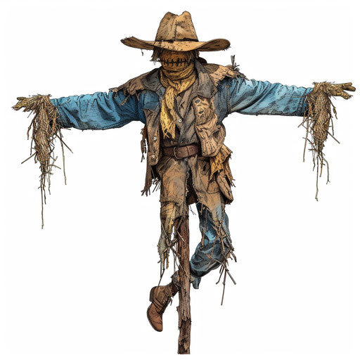Realistic scarecrow illustration on white flat background – IMAGELLA