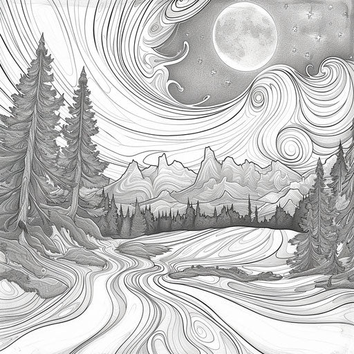 aurora in a dreamy landscape, in the style of Mindy Sommers, coloring ...