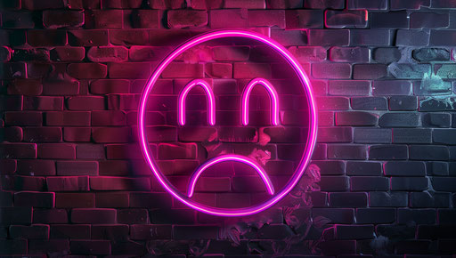 Neon sad face logo icon, pantonepunk style, uhd image – IMAGELLA