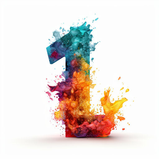 Number 1 clipart in the style of Impressionistic Art, on white ...