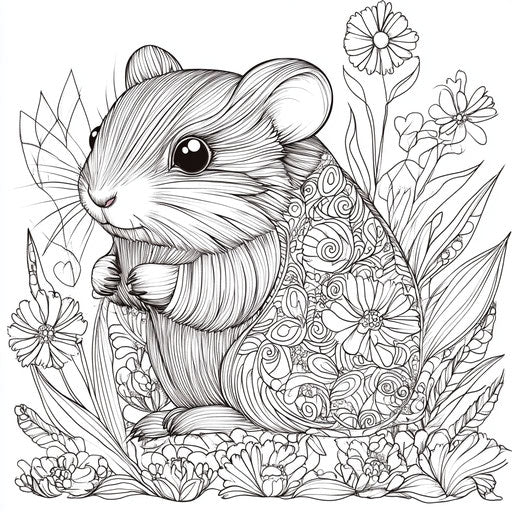 Hámster elegante con elegantes rizos y patrones ornamentados al estilo ...