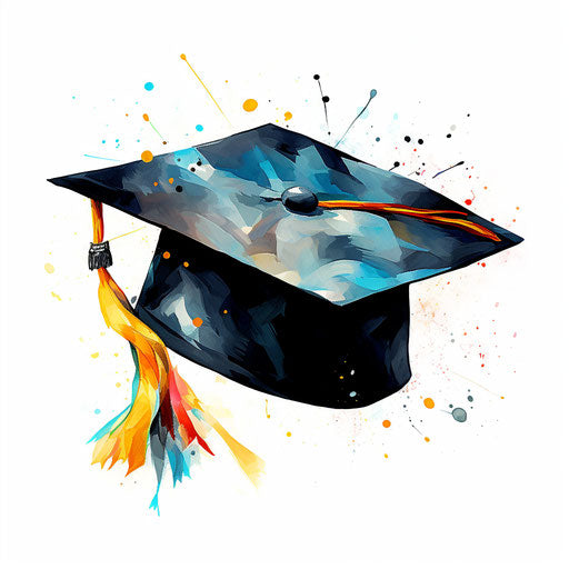 Graduation hat artwork in impressionistic style, on white – IMAGELLA