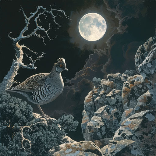 Quail bird in a dramatic, moonlit scene – IMAGELLA