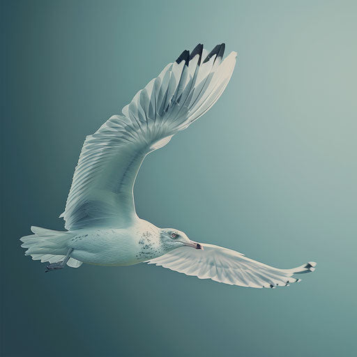 Realistic seagull on flat indigo background – IMAGELLA