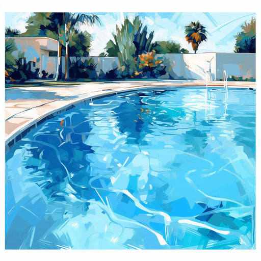 Swimming pool in oil painting style on white background – IMAGELLA