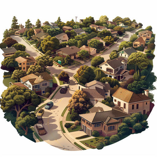 Realistic neighborhood clipart on flat white background – IMAGELLA