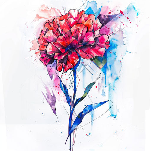 Abstract carnation tattoo art combining geometric shapes and vibrant ...
