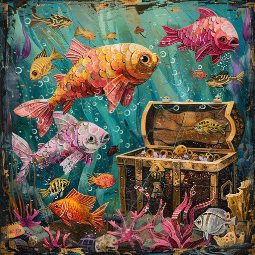 Fish playing around a sunken pirate treasure chest – IMAGELLA