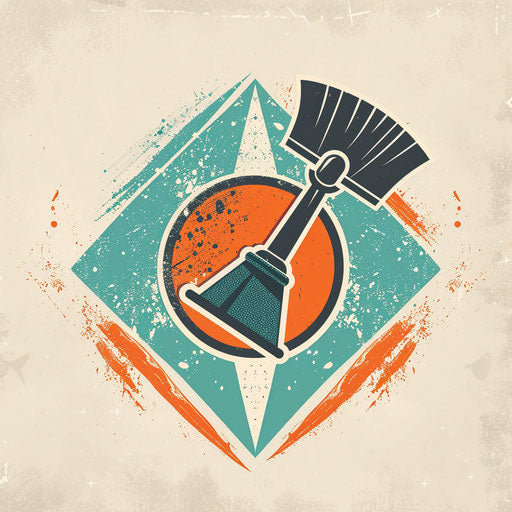 Vintage badge cleaning logo with retro color palette and textured ...