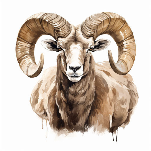 Ram illustration in the style of Oil painting, on a white background ...