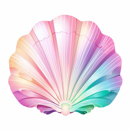 Seashell illustration in the style of pastel colors, on white ...