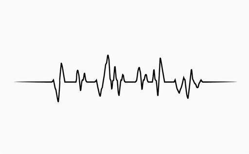ECG heart beat, simple line drawing, white background, cute black ...