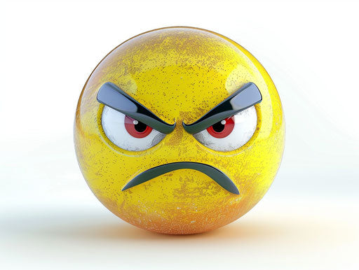 Angry yellow emotic with red face, gritty elegance – IMAGELLA