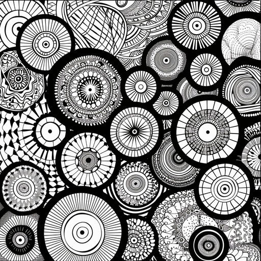 Detailed illustration of circles within circles with unique designs ...