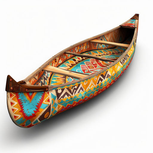Realistic canoe on white background, vibrant hues and intricate ...