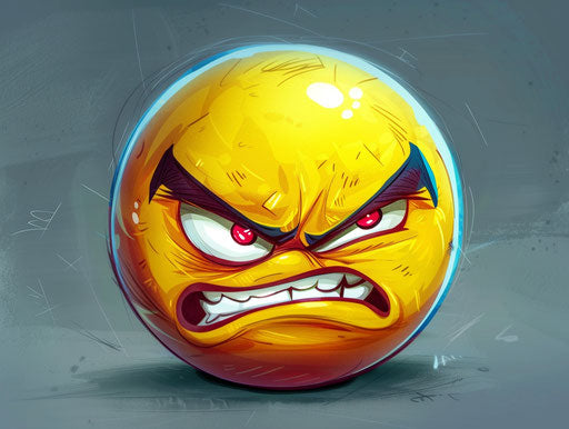 angry yellow emotic, red face, gritty elegance, blink-and-you-miss-it ...