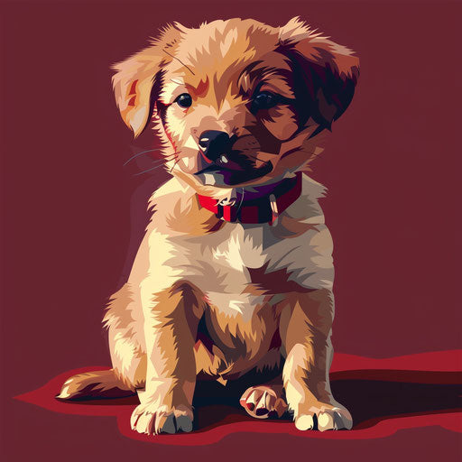 Flat maroon background with realistic puppy clipart and dynamic ...