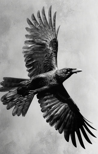 Raven in flight crow print poster, negative space style – IMAGELLA