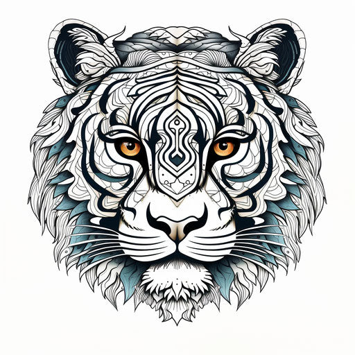 Tiger head doodles template in calming symmetry art style – IMAGELLA