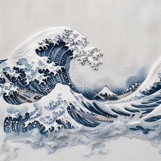 Ocean wave in traditional Japanese linework style – IMAGELLA