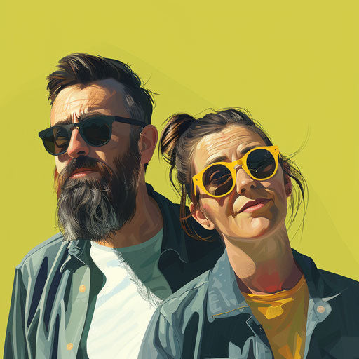 Realistic parents clipart on flat chartreuse background – IMAGELLA