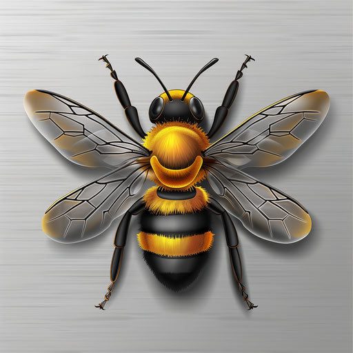 Realistic bee on flat metallic silver background – IMAGELLA