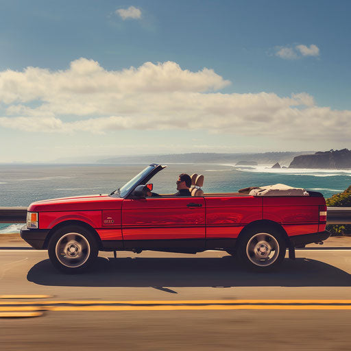 Coastal road with 1994 Range Rover roadster convertible – IMAGELLA