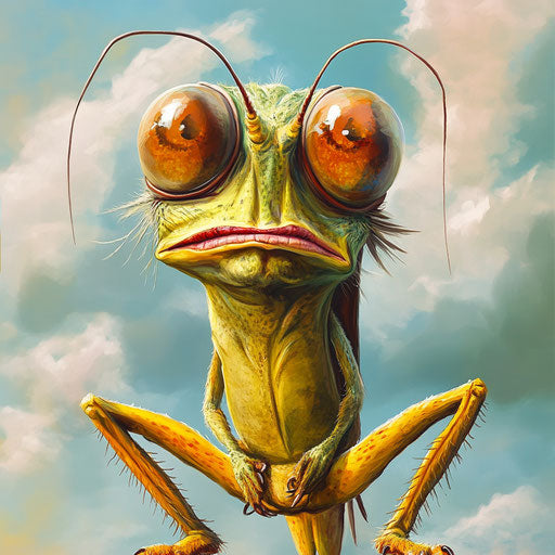 Humorous caricature of a cricket with human characteristics – IMAGELLA