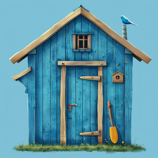Realistic hut clipart with flat blue background – IMAGELLA