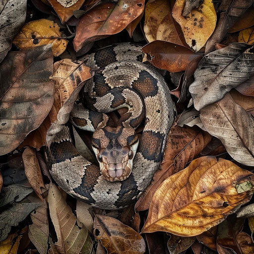 Camouflaged python among fallen leaves – IMAGELLA
