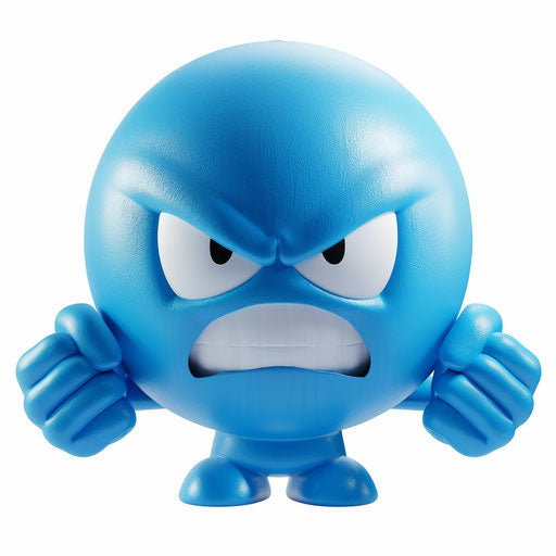 Angry blue emoji with white hands – IMAGELLA