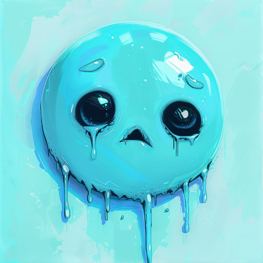 Crying ball with sad eyes and blue skin – IMAGELLA