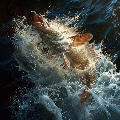 A fish breaking through a wall of water, defying gravity in a powerful ...