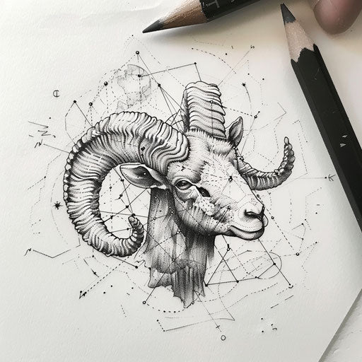 Geometric Aries constellation tattoo sketch with abstract shapes and ...