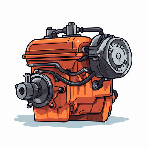 Ilustración de motor de estilo minimalista sobre fondo blanco – IMAGELLA