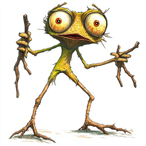 Humorous caricature of a twig with human characteristics – IMAGELLA