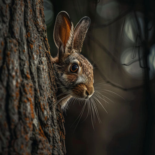 Curious rabbit behind a tree – IMAGELLA