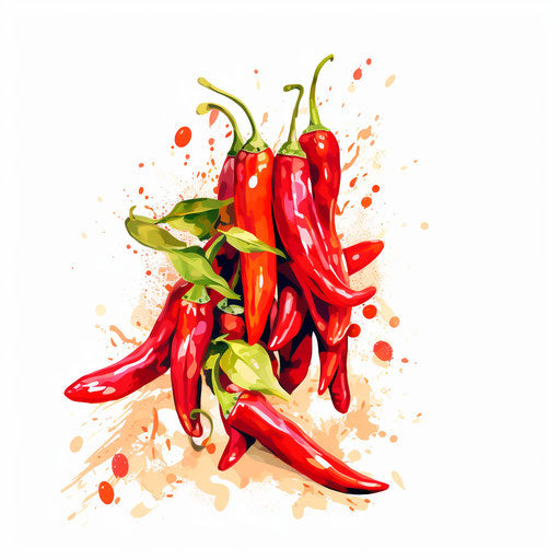 Chilli illustration in the style of Impressionistic Art, on white ...