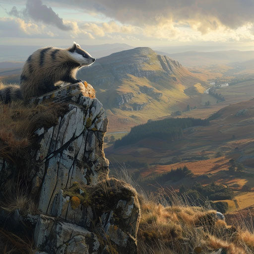 Badger with a vast landscape backdrop, awe-inspiring view – IMAGELLA