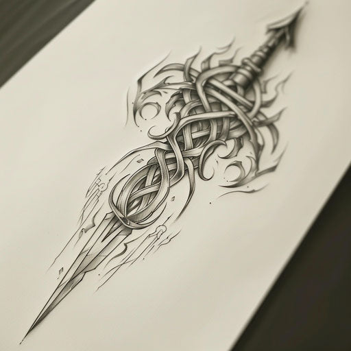 Celtic arrow tattoo design, intricate knots and loops on canvas – IMAGELLA