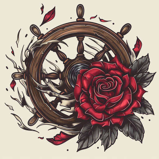 Symbol of Destiny: Ship's Wheel Intertwined with a Rose – IMAGELLA