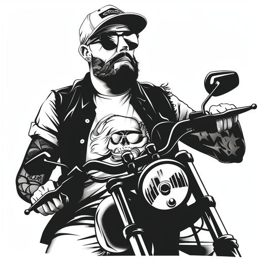 Flat tattoo sketch of a contemporary biker – IMAGELLA
